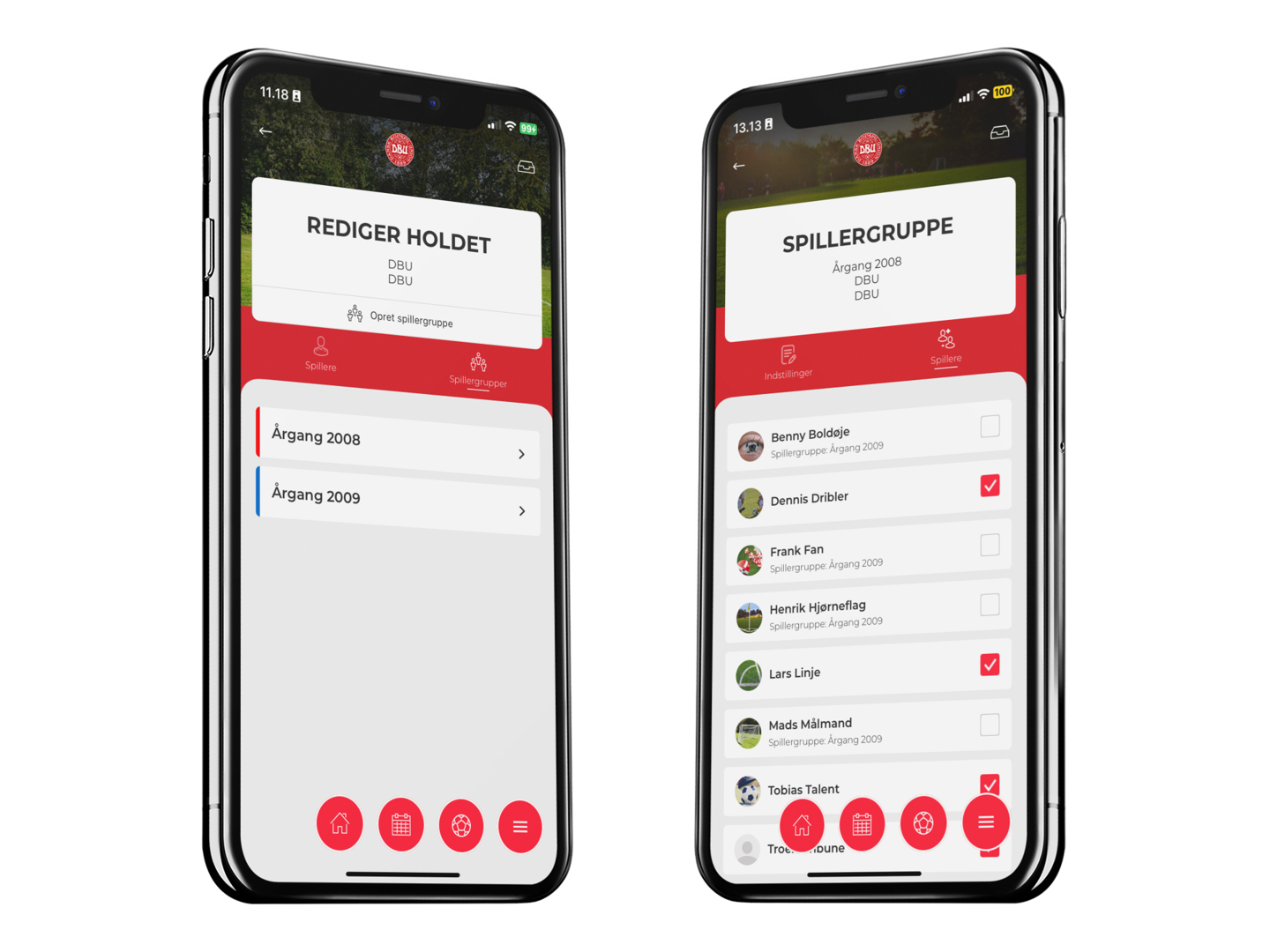 Hele holdet på KampKlar: Tilføj spillere fra app